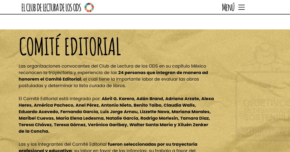 El Club de Lectura ODS | Comité Editorial